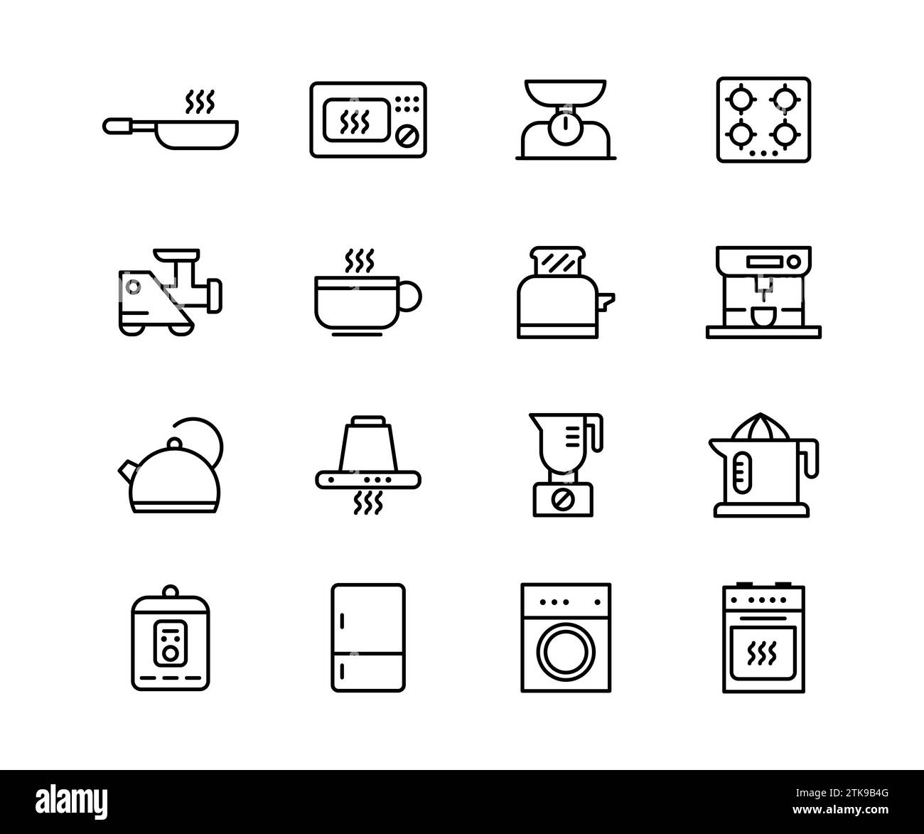 Vector line icon set related to kitchen. Outline symbol cooking and ...