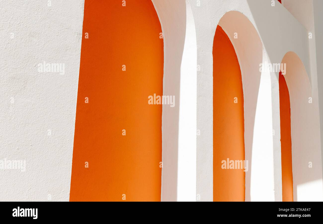White and orange arches. Architectural design, Spainish construction ...