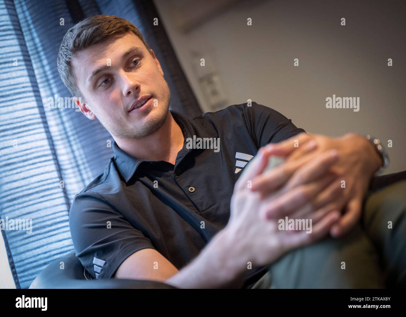 Swedish Golfer Ludvig Åberg photographed during an interview at Eslövs ...
