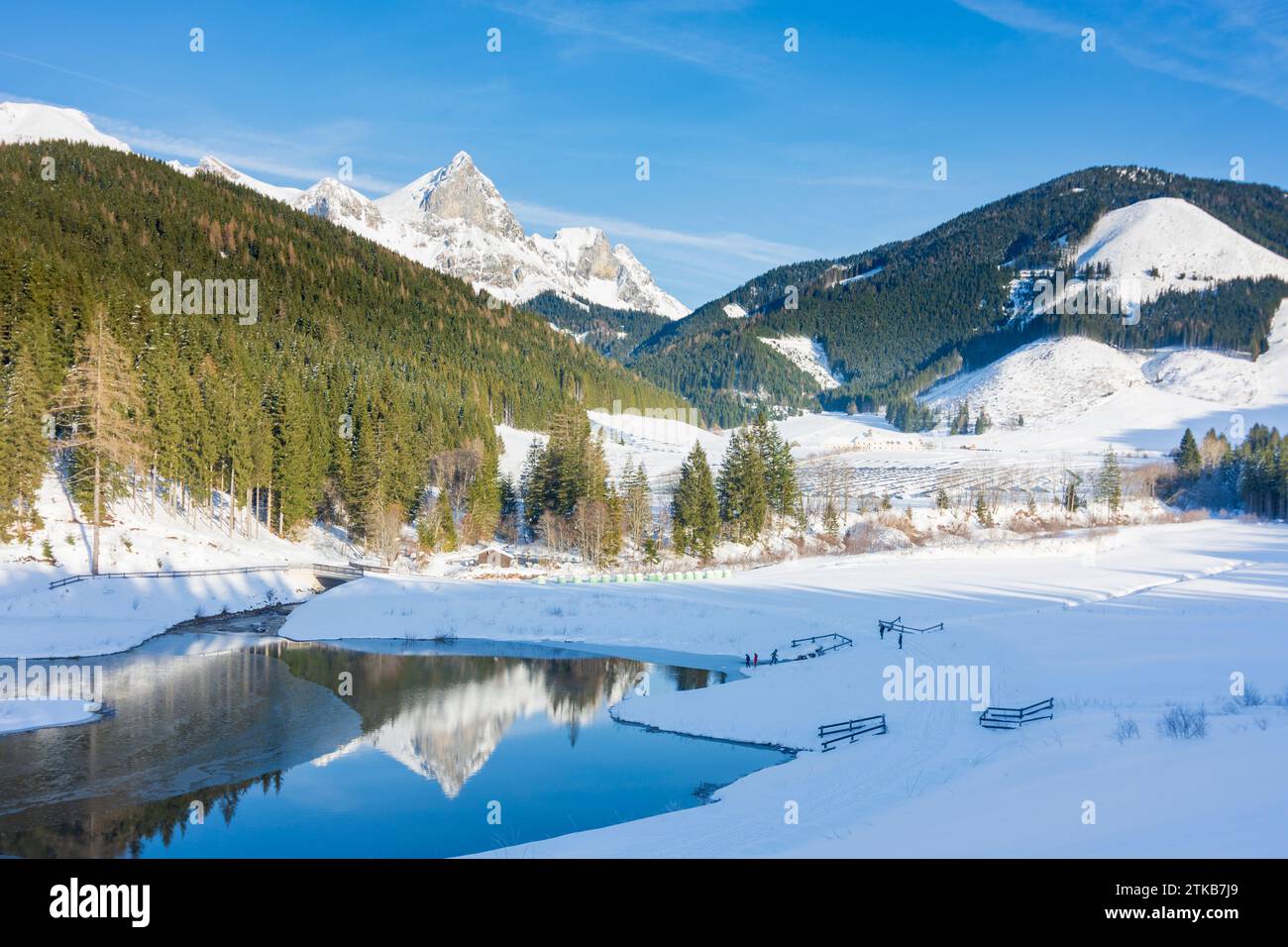 national park Gesäuse: pond, mountain Admonter Reichenstein, Schloss ...