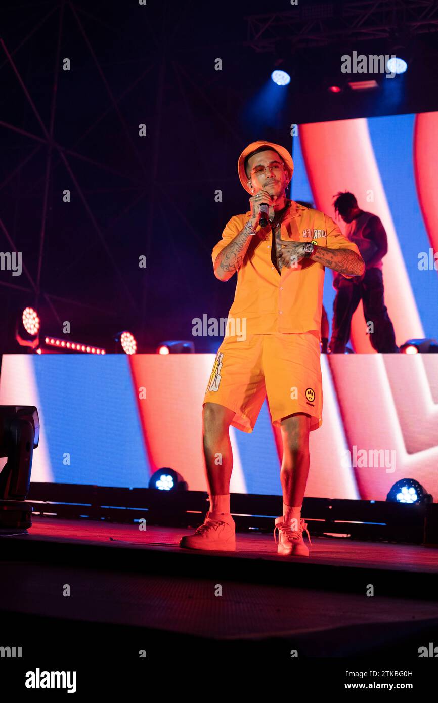 Baia Domizia, Italy. 11th Aug, 2023. The Italian rapper Gionata Boschetti known as Sfera Ebbasta ...