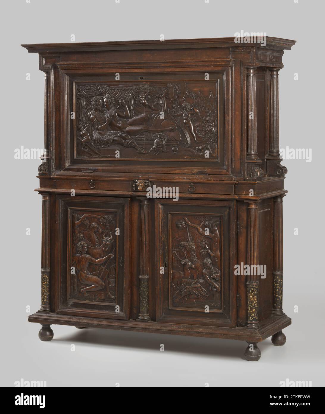 Writing Cabinet, Anonymous, 1550 - 1600 Writing cabinet of nuthout ...