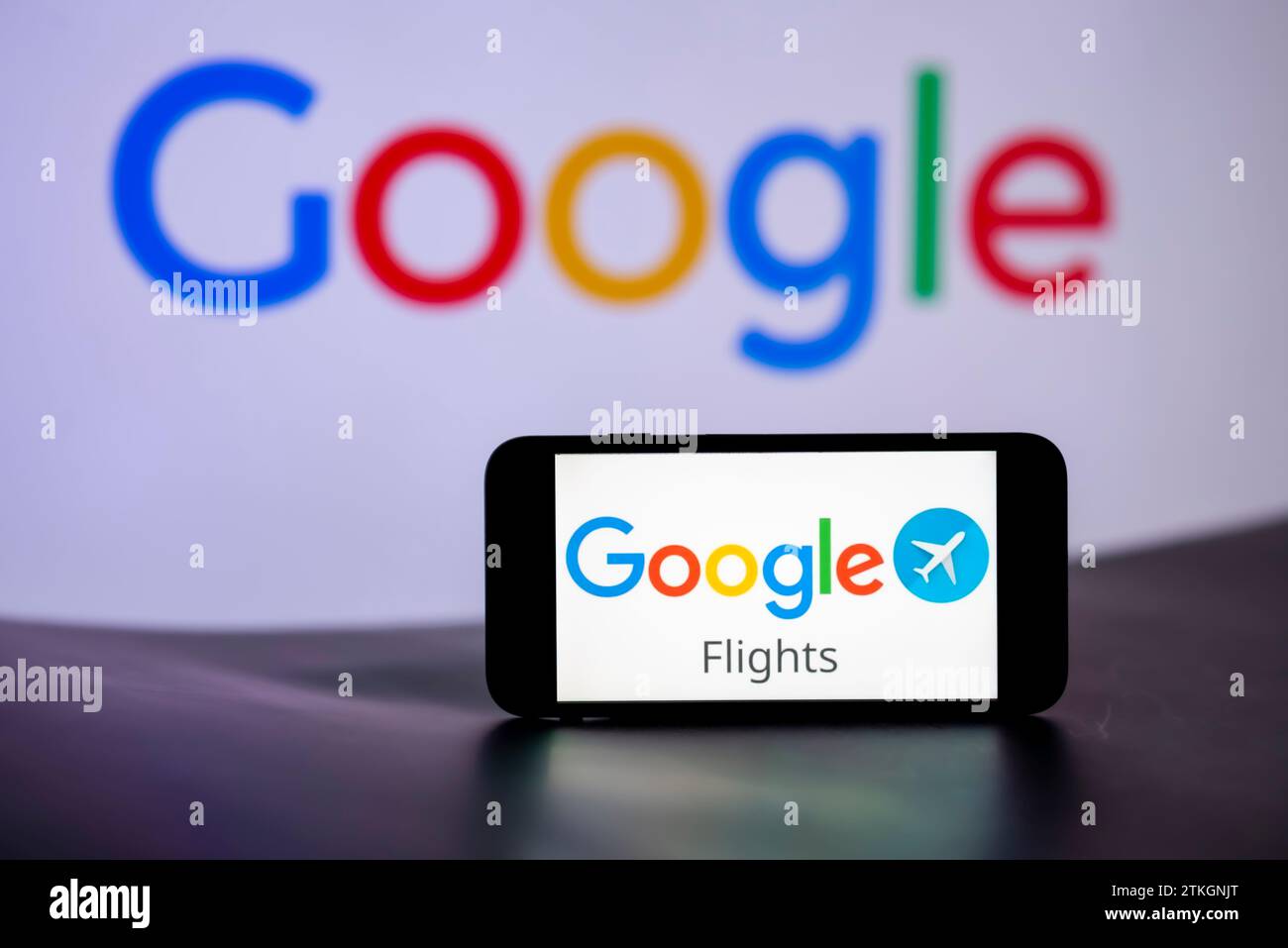 In this photo illustration, the Google Flights logo is seen displayed ...