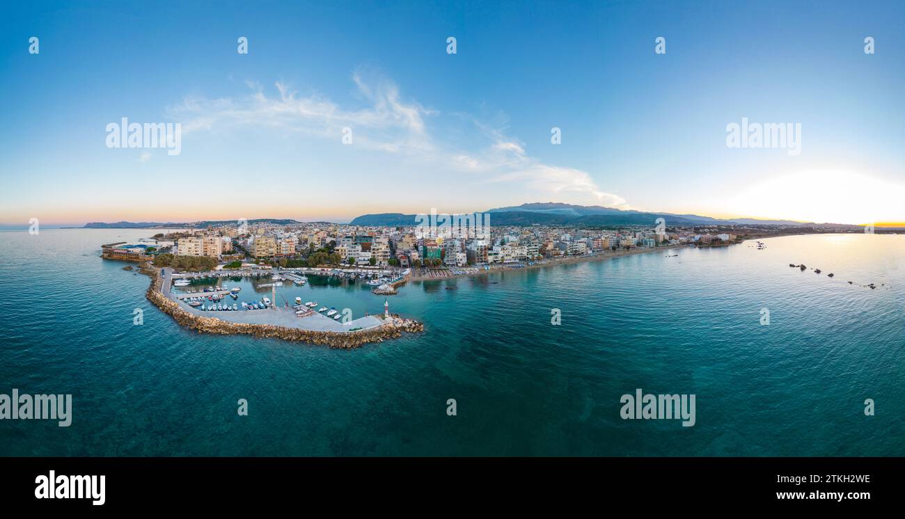 Chania in Crete. Aerial panorama of the famous city and touristic ...