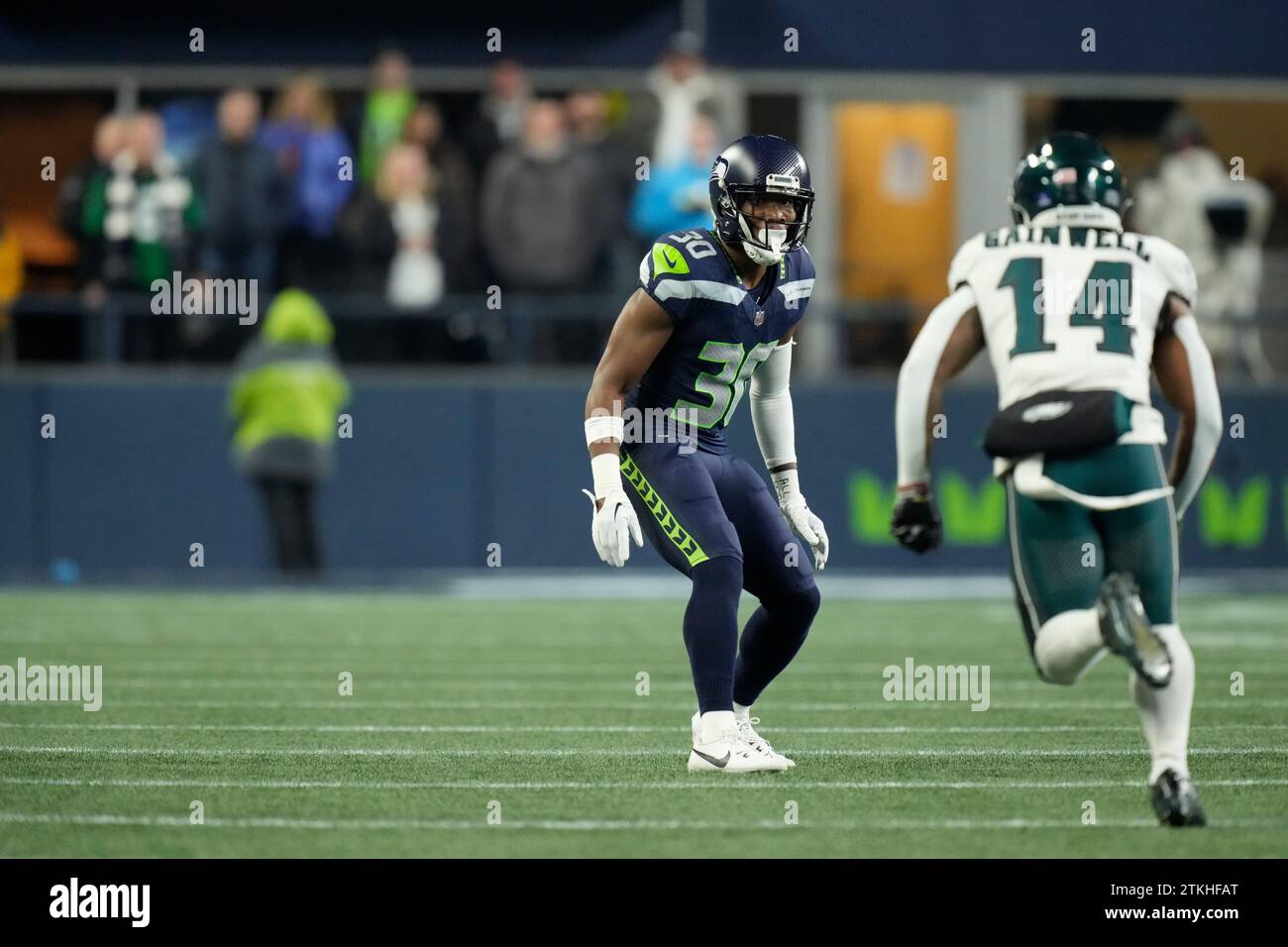 Seattle Seahawks cornerback Michael Jackson (30) gets set during an NFL ...