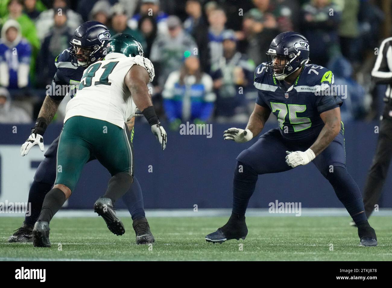 Seattle Seahawks guard Anthony Bradford (75) gets set during an NFL ...