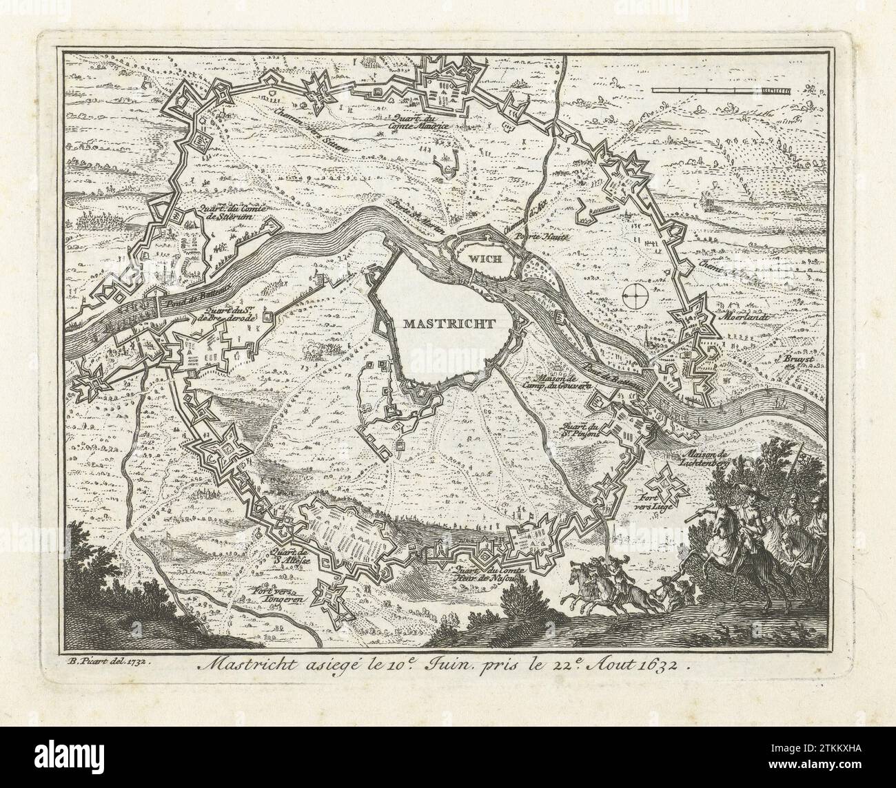 Map of the siege of Maastricht, 1632, 1732 - 1733 Map of the siege of ...