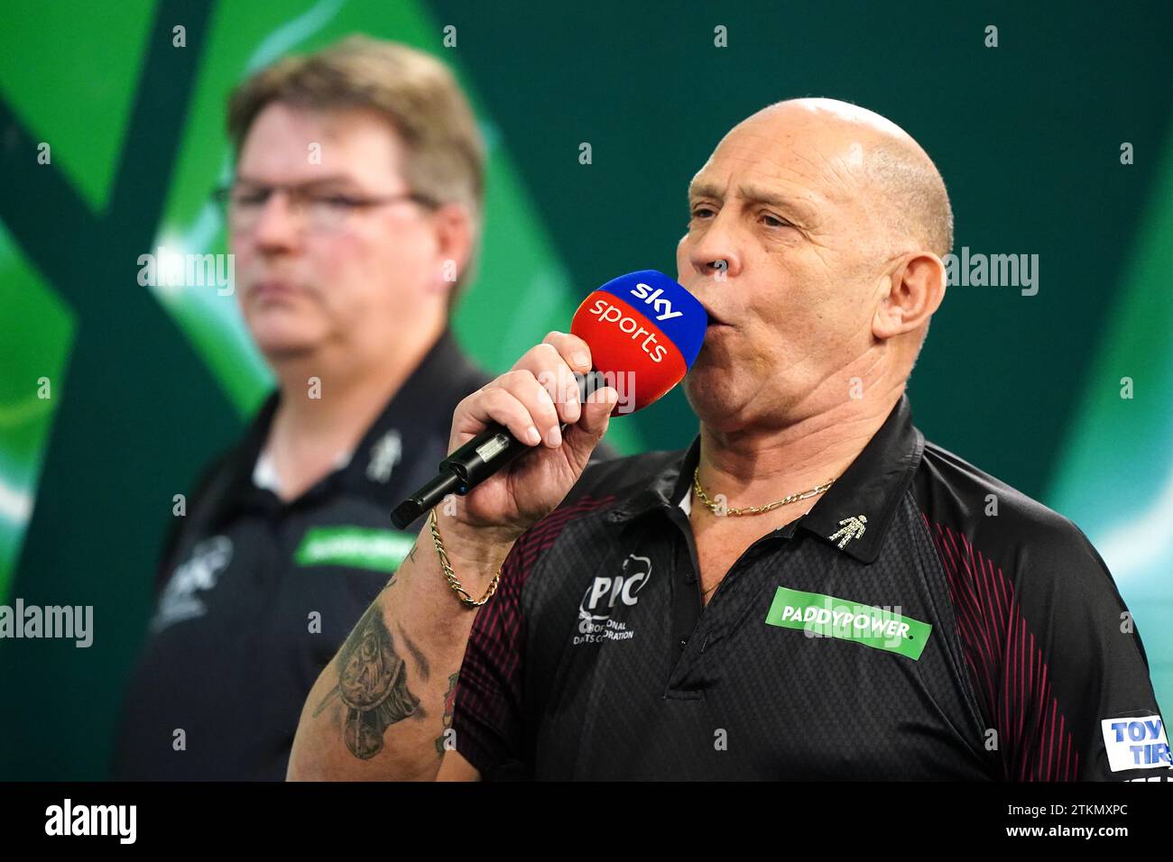 Referee Russ Bray is seen on day six of the Paddy Power World Darts ...