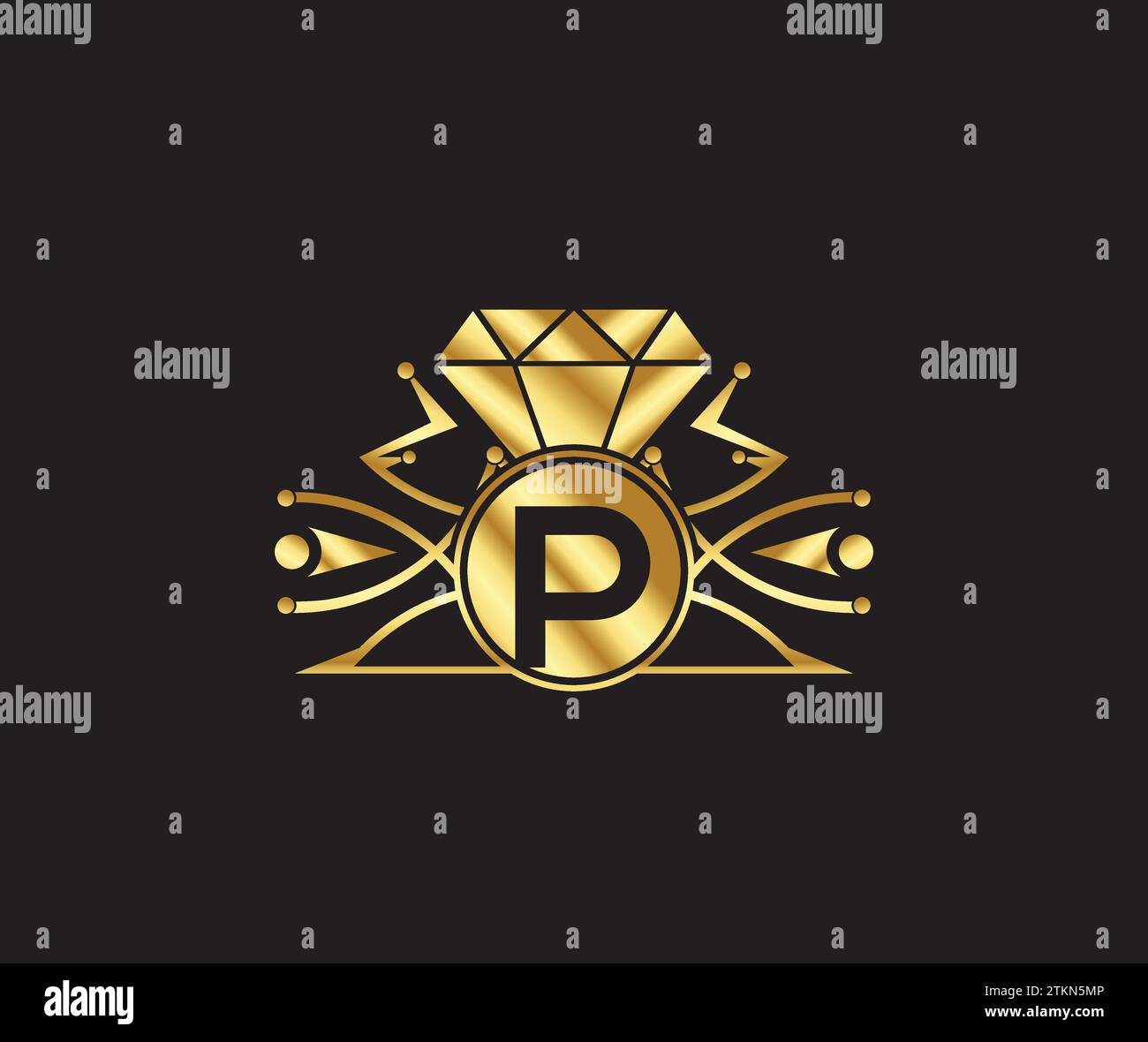 P letter diamond luxury with Golden Color Company Logo Design Stock ...