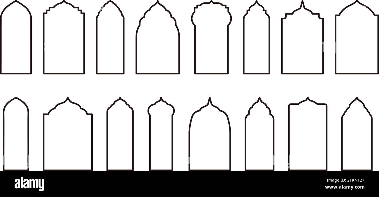 Islamic Vector Outlines Shapes Illustrating Window and Door Arches ...