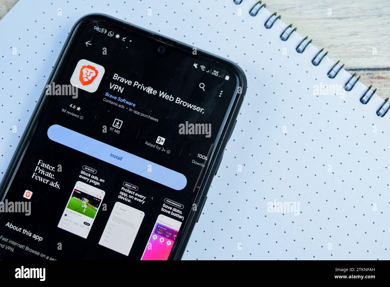 Brave Private Web Browser application on Smartphone screen. Brave is a ...