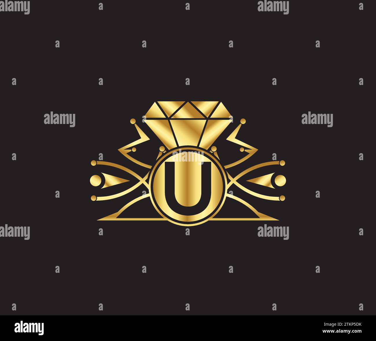 U letter diamond luxury with Golden Color Company Logo Design Stock ...