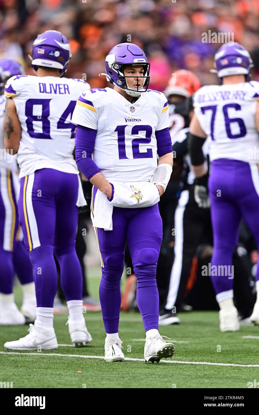 Minnesota Vikings quarterback Nick Mullens (12) reacts during an NFL ...