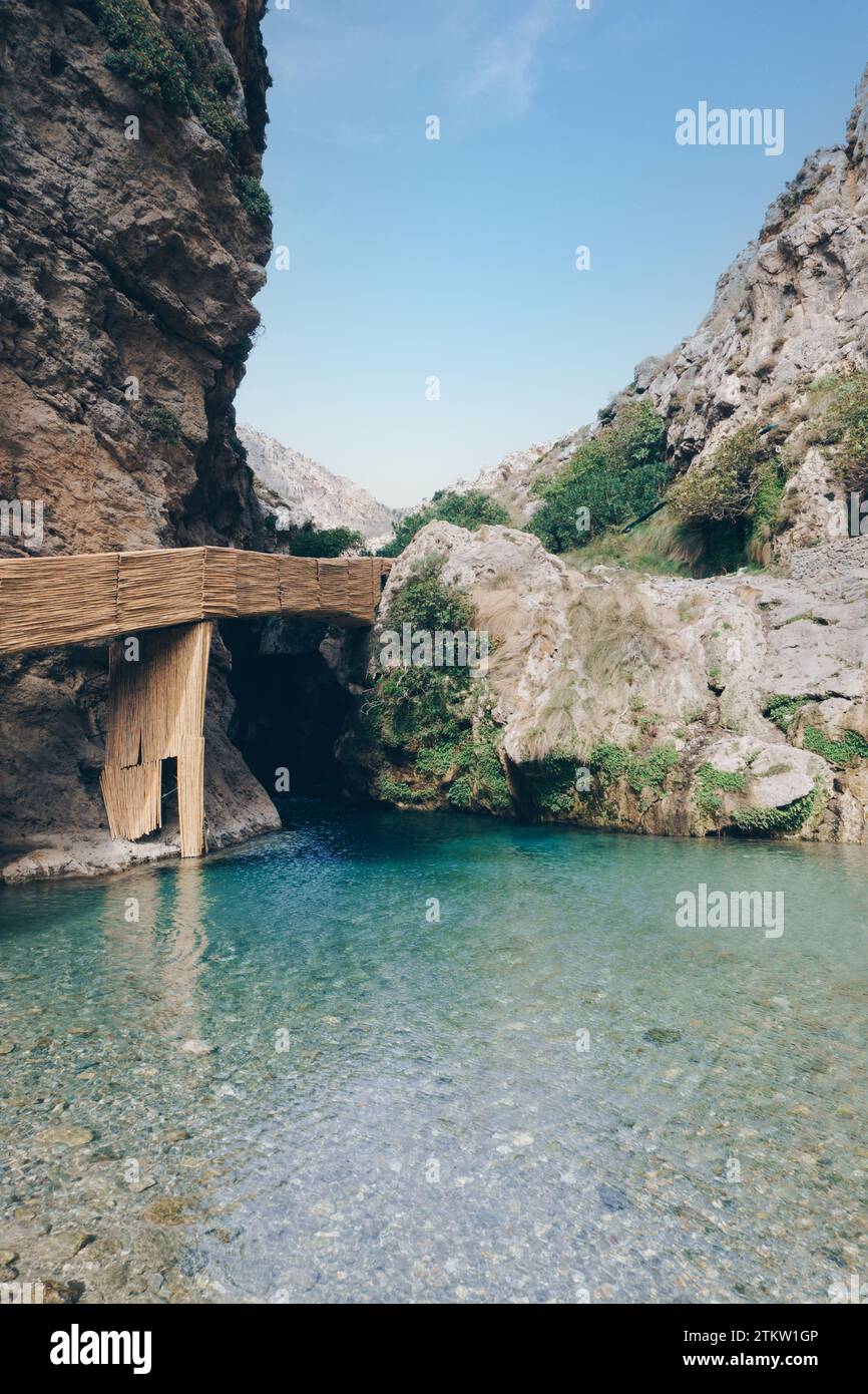 Grotto in the Kourtaliotiko Gorge in Crete, Greece. Famous touristic ...