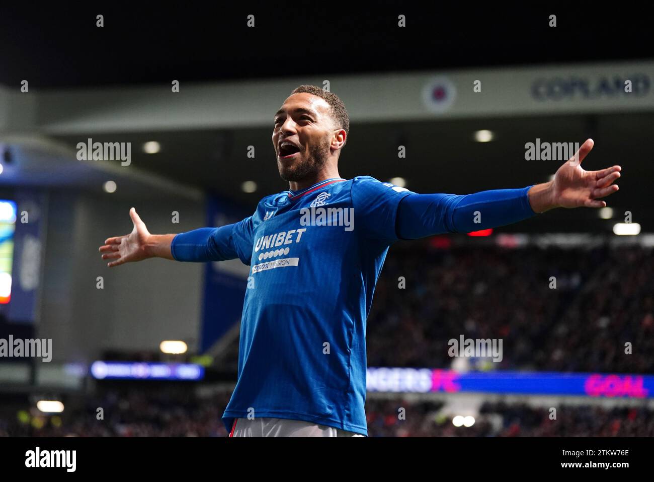 Rangers' Cyriel Dessers celebrates scoring their side's first goal of ...