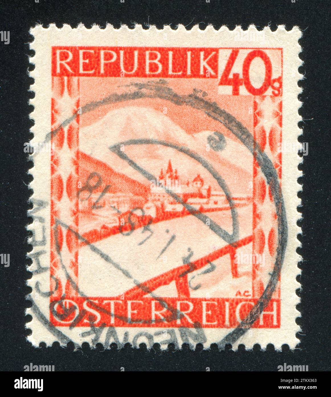 AUSTRIA - CIRCA 1945: stamp printed by Austria, shows Mariazell, Styria ...