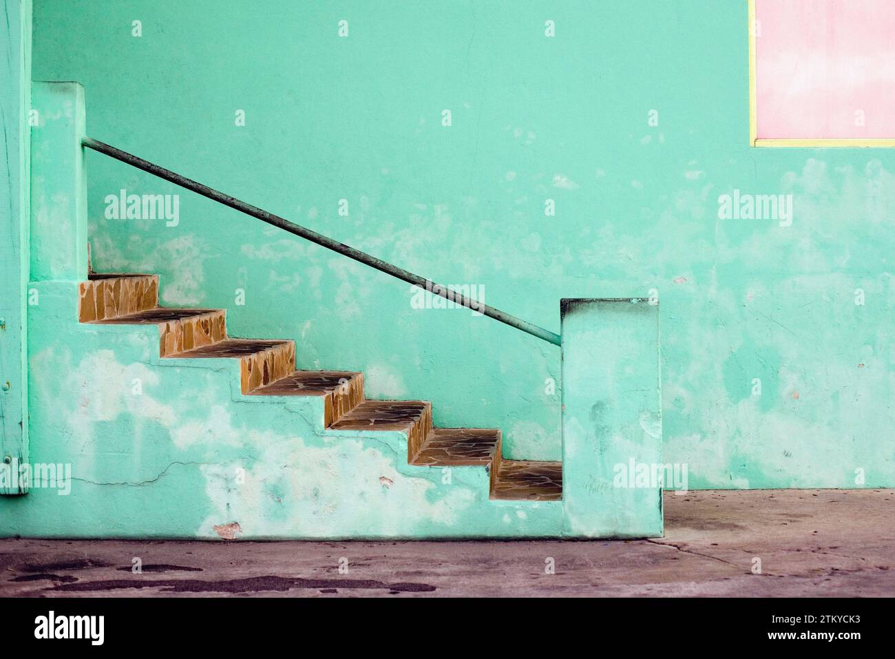 color and texture of a Bahamian store entrance, A set of stairs leading ...