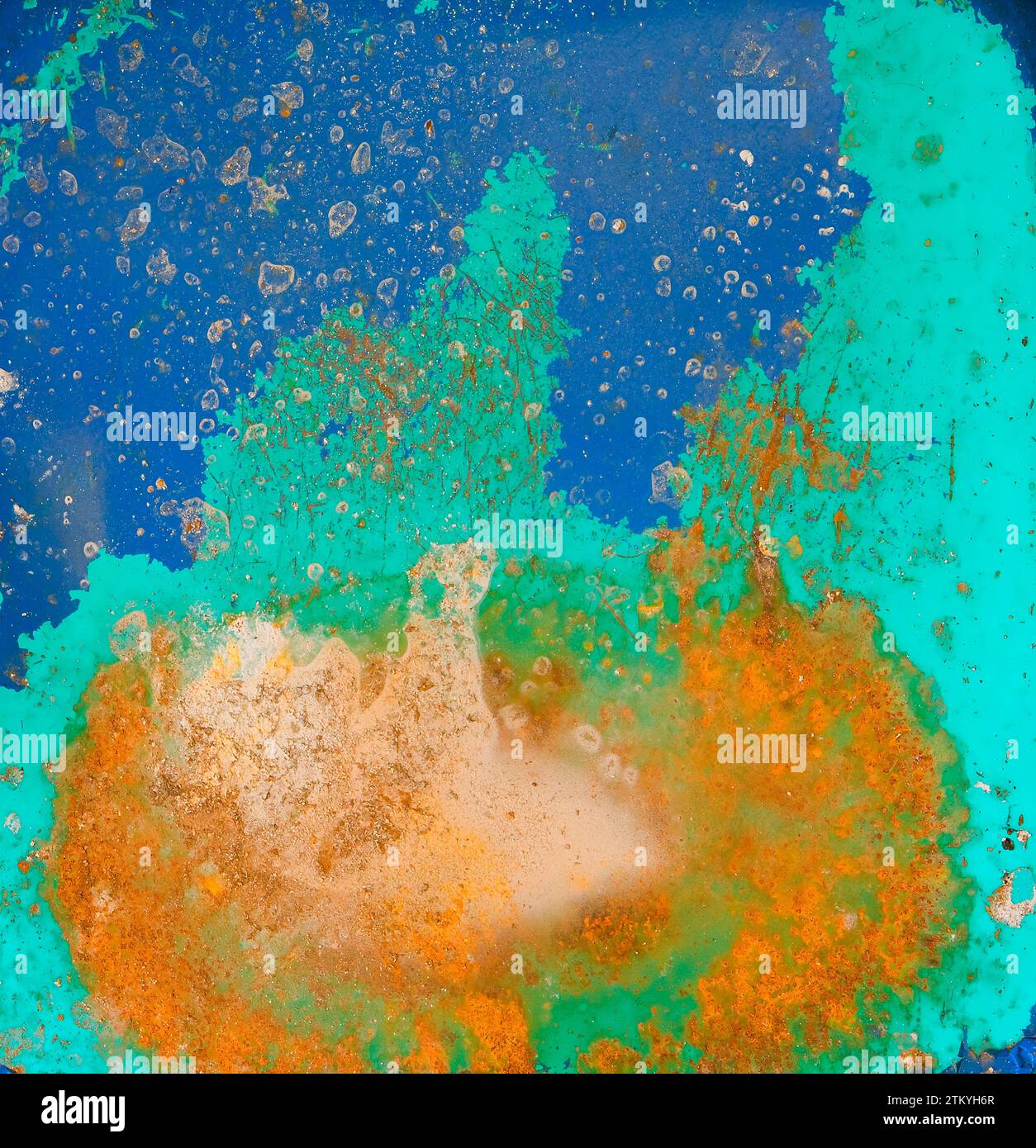 Saltwater corrosion makes a beautiful abstract pattern on a steel tank ...