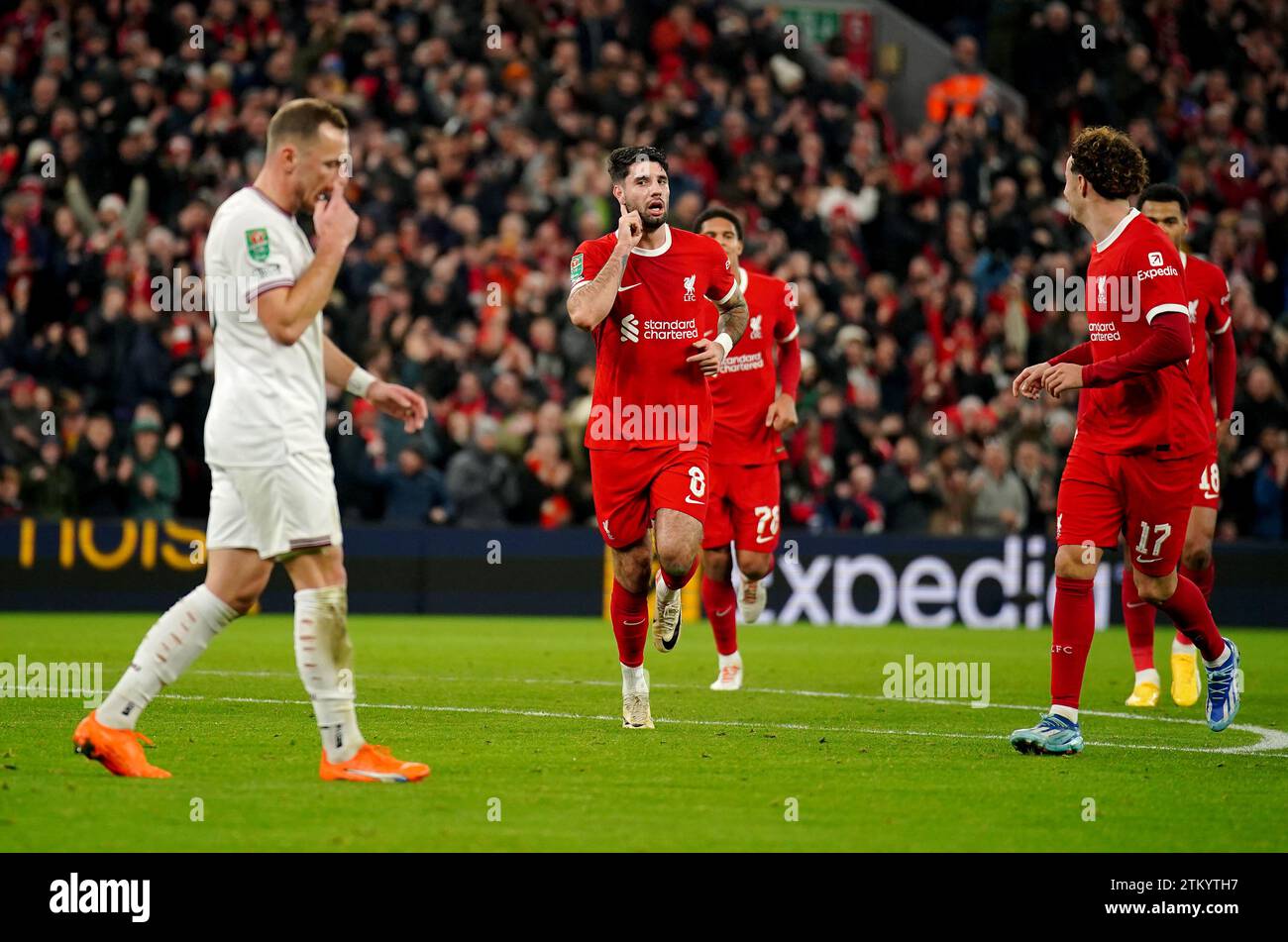 Liverpool's Dominik Szoboszlai celebrates scoring the opening goal ...