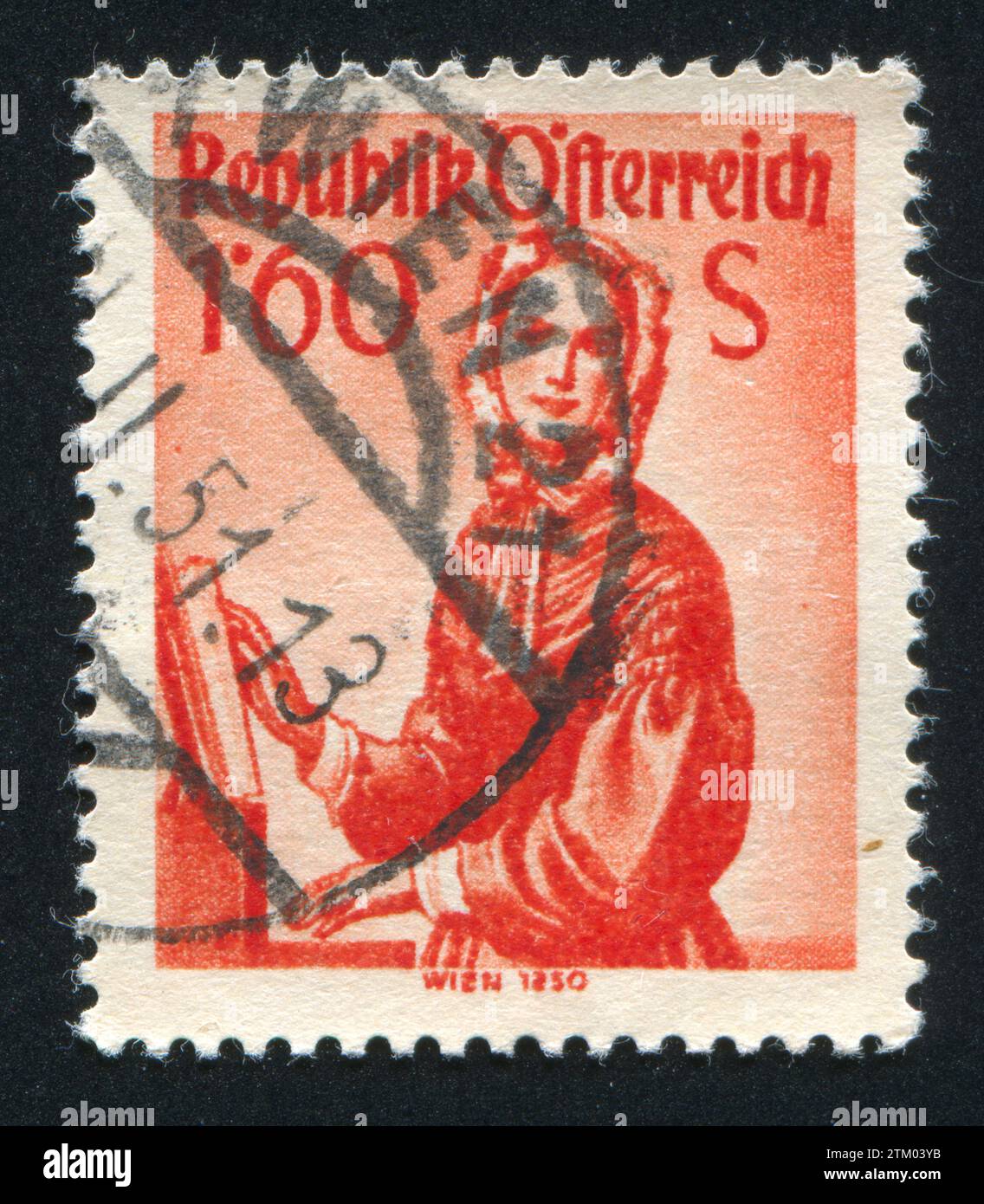 AUSTRIA - CIRCA 1948: stamp printed by Austria, shows Austrian costume ...