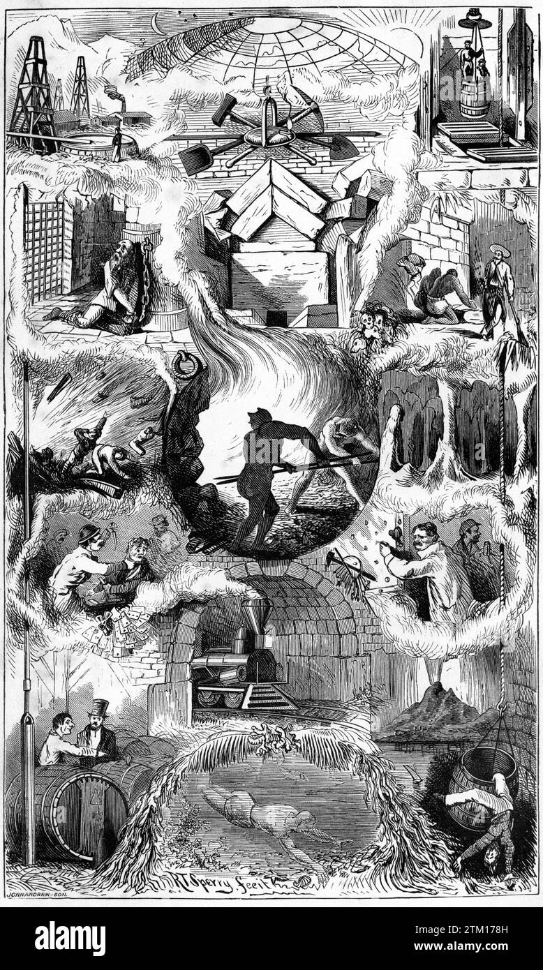 Engraving of the frontispiece of The Underground World, circa 1878 ...