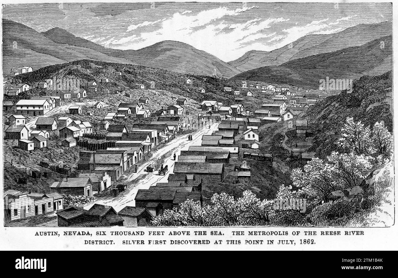 Engraving of a Silver Mine in Austin, Nevada, from The Underground ...