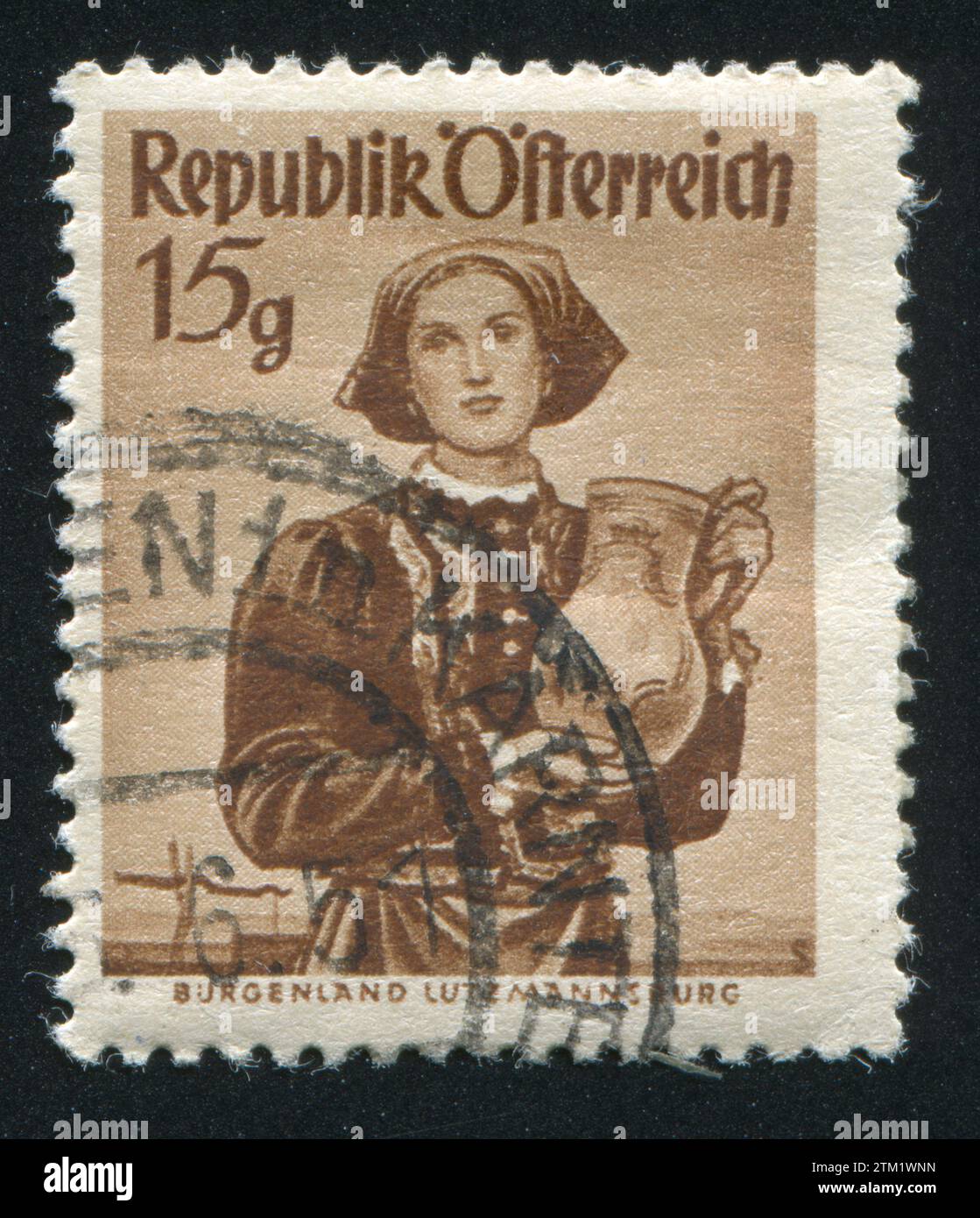 AUSTRIA - CIRCA 1948: stamp printed by Austria, shows Woman in Austian ...