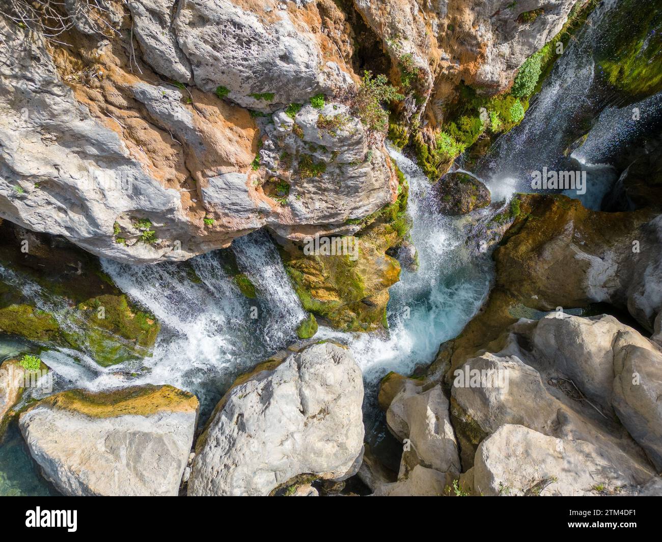 Waterfall in the Kourtaliotiko Gorge in Crete, Greece. Famous touristic ...