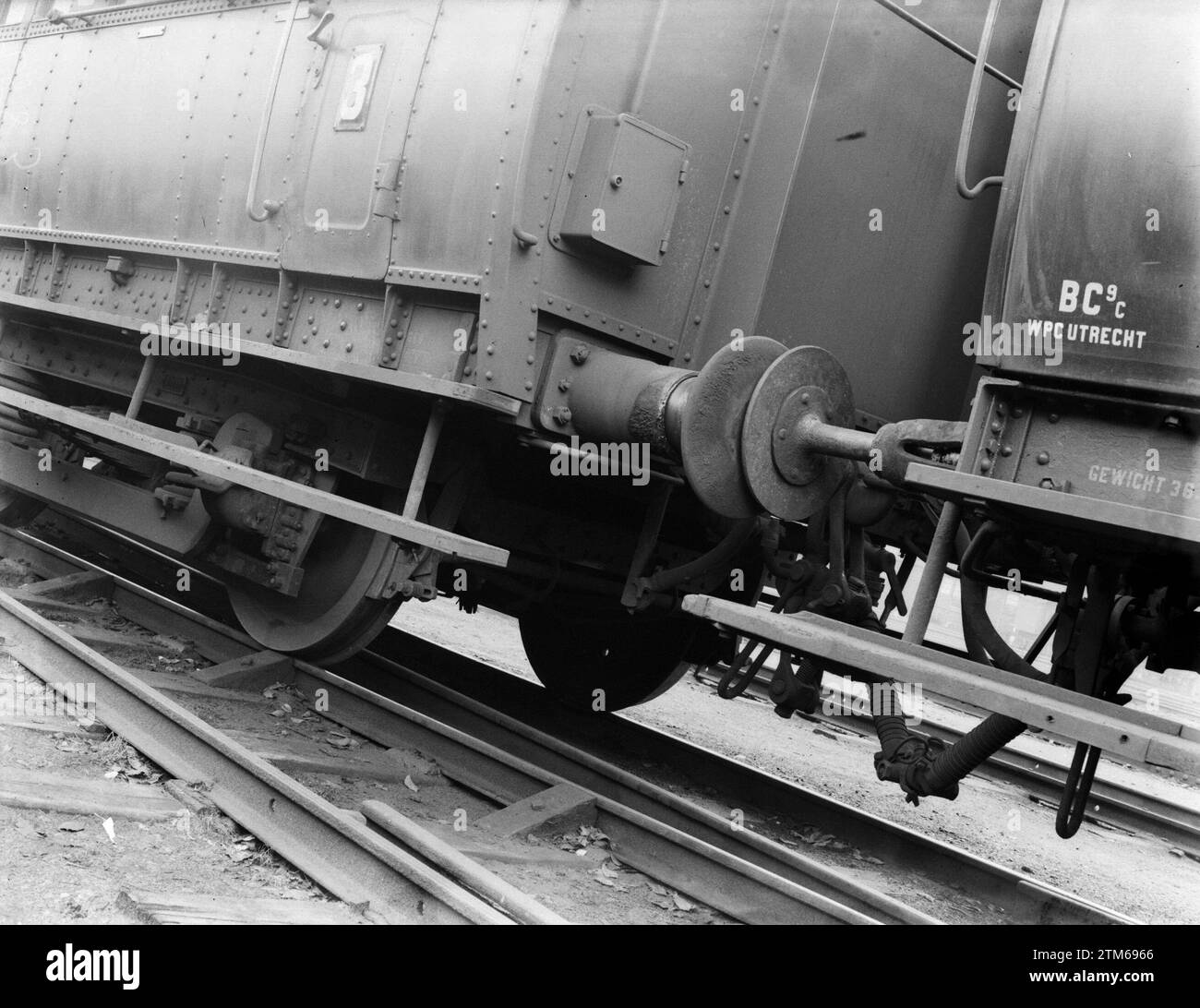 Coupling and buffers between two wagons ca. 1932 Stock Photo - Alamy