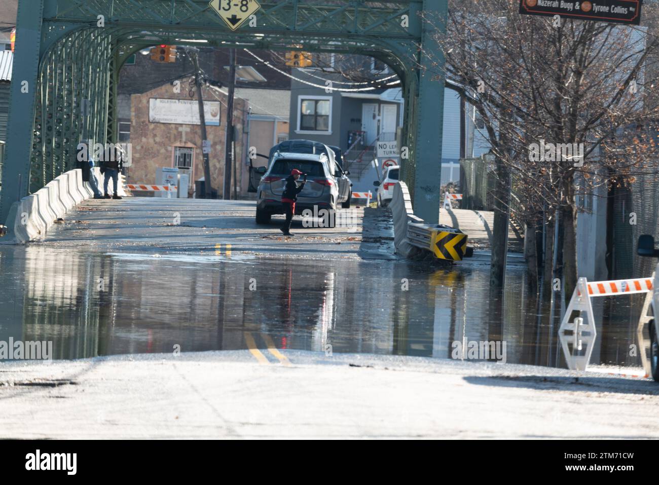 Paterson, New Jersey, USA. 20th Dec, 2023. Flooded streets in Paterson ...