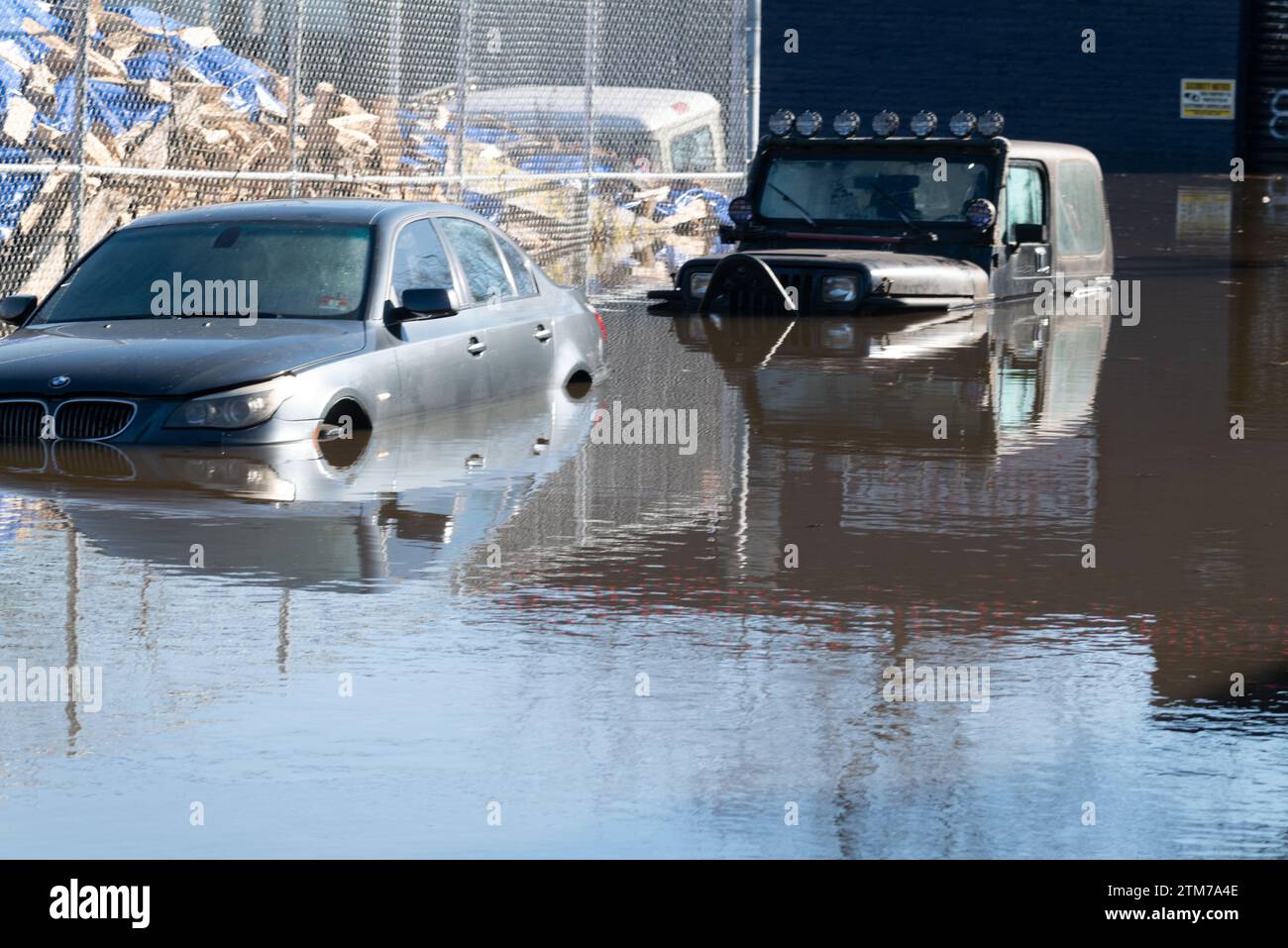 Paterson, New Jersey, USA. 20th Dec, 2023. Flooded streets in Paterson ...
