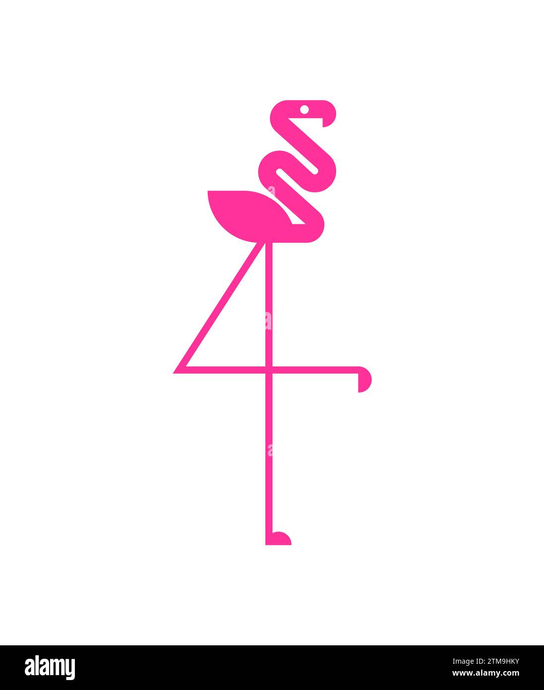 Pink flamingo isolated sign. Bird on long legs icon Stock Vector Image ...