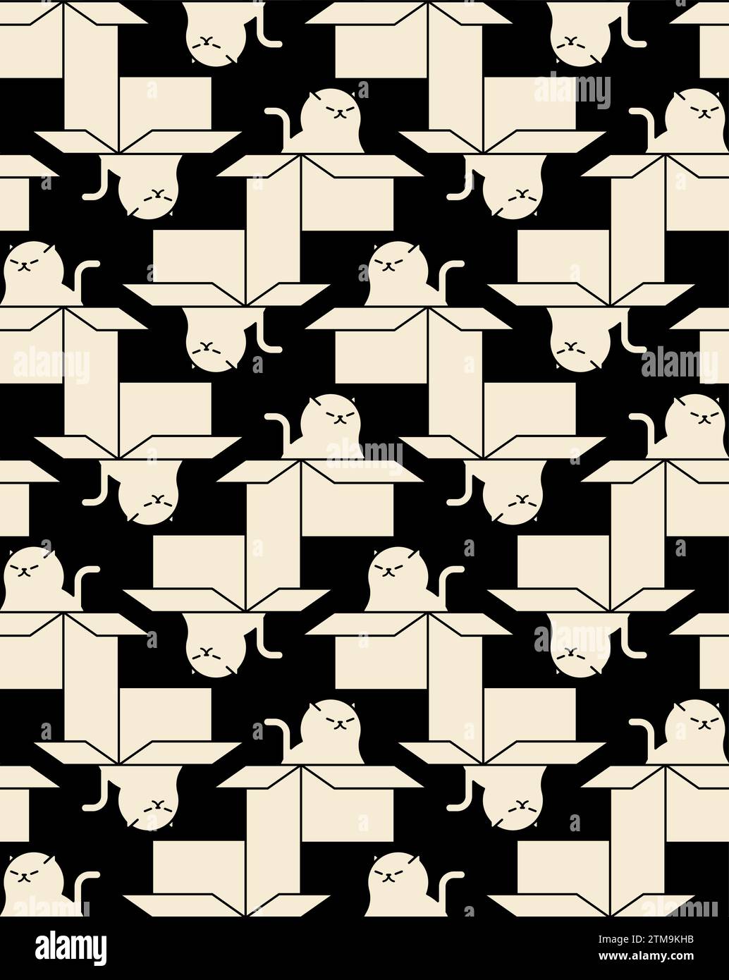 Cats in box Pattern seamless. Pet in cardboard box Background. House ...