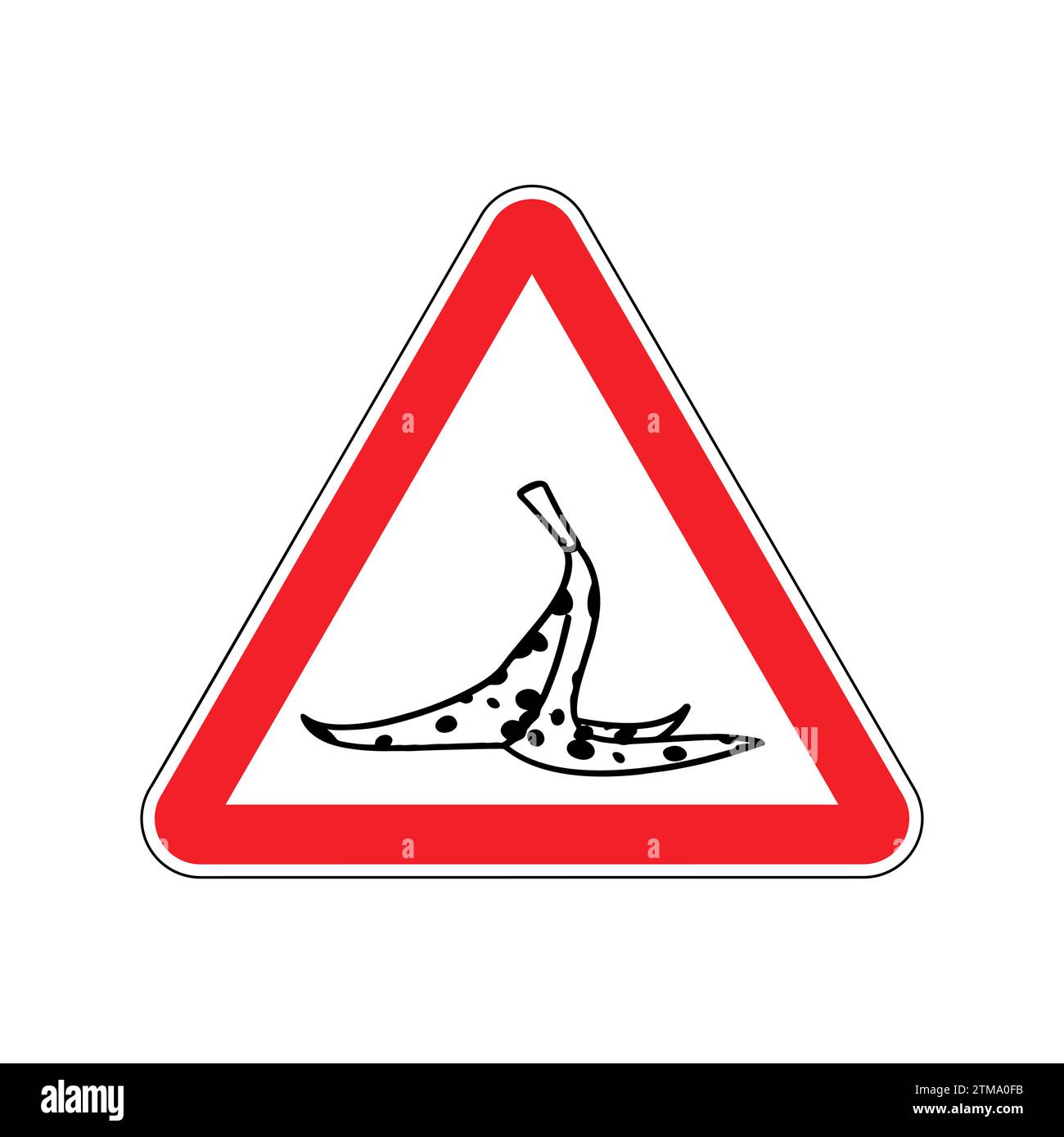 Attention Banana peel sign. Old rotten banana Caution! Road sign Stock ...