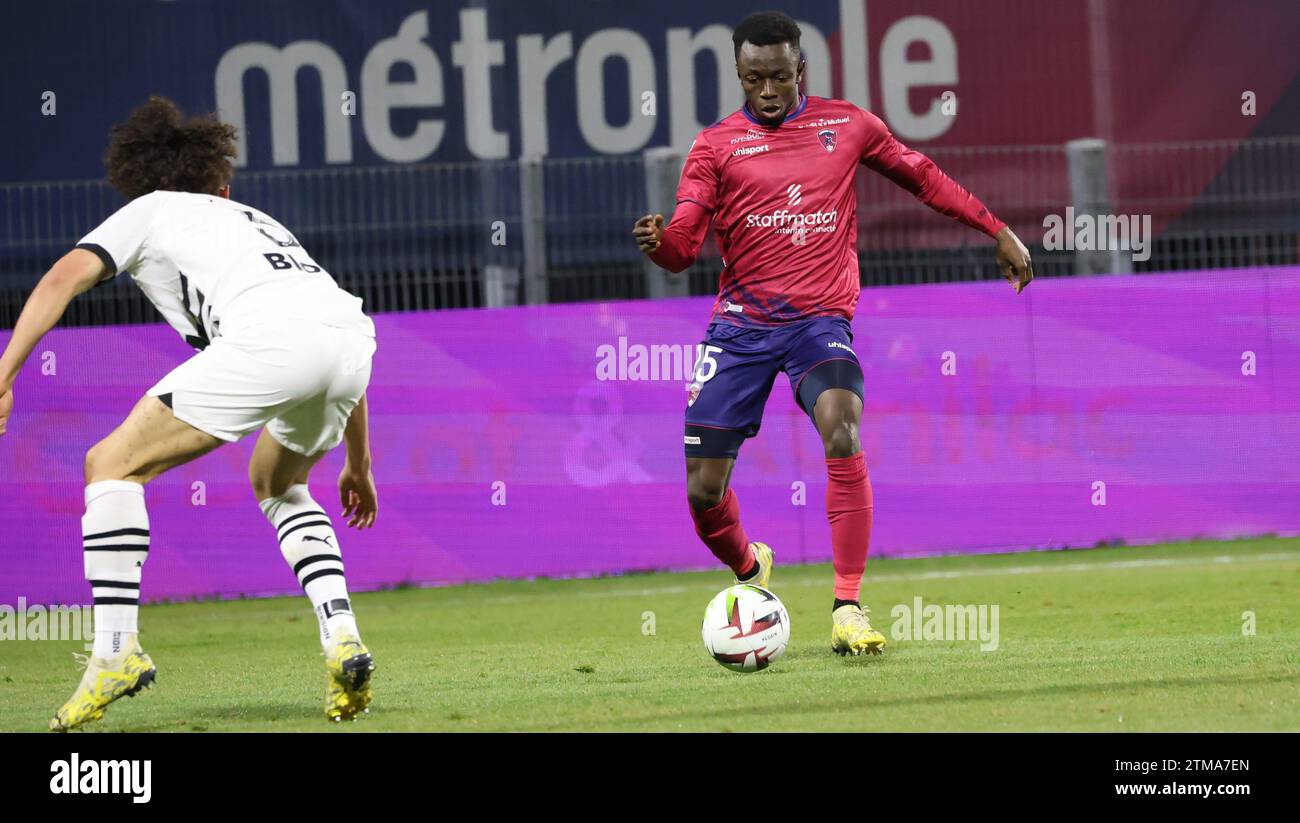 20 decembre 2023.Thierry LARRET/MAXPPP. Football. Ligue 1 Uber Eats. Clermont Foot 63 vs Stade ...