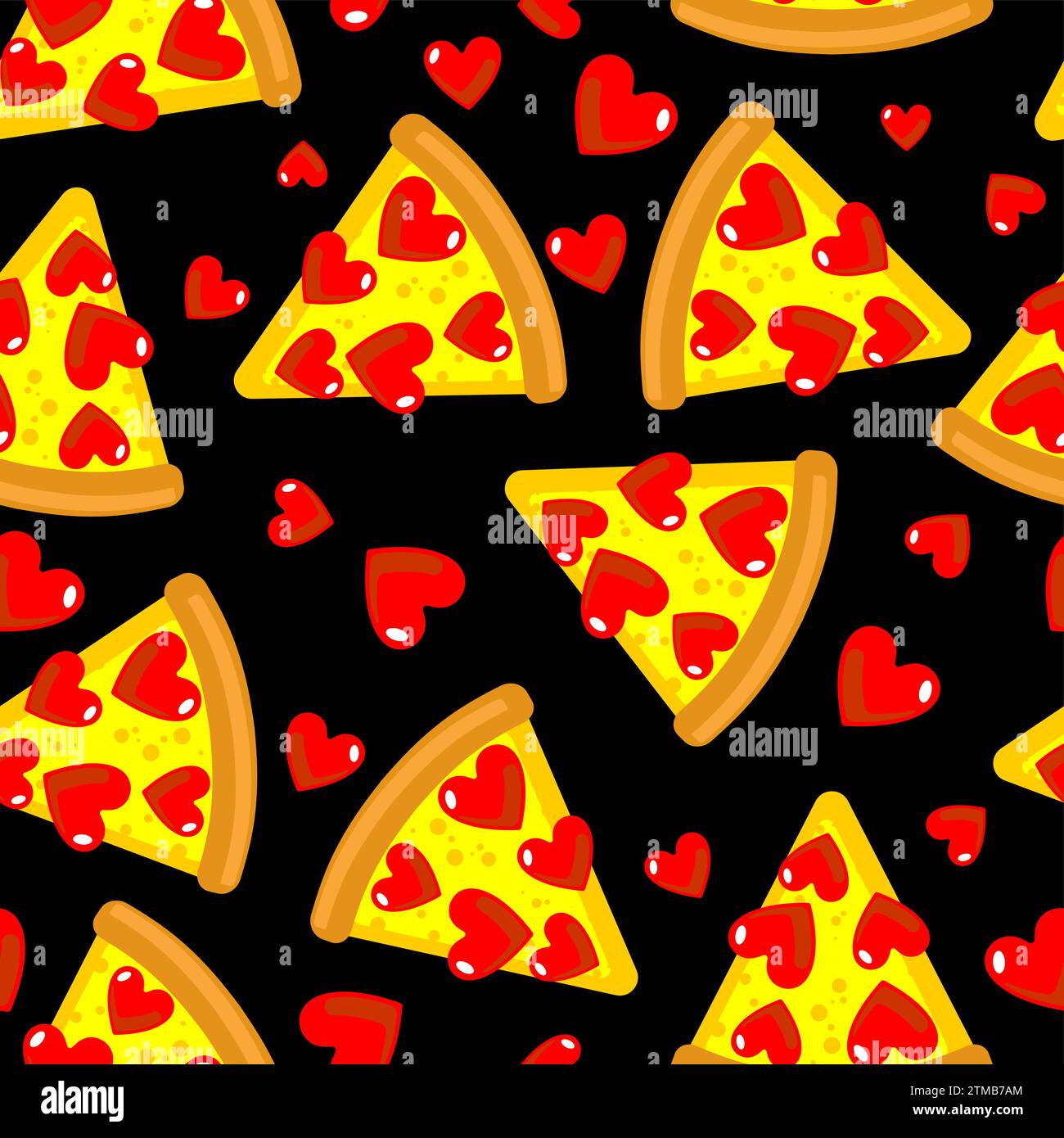 Pizza love Pattern seamless. Piece of pizza with heart Background. Sign ...