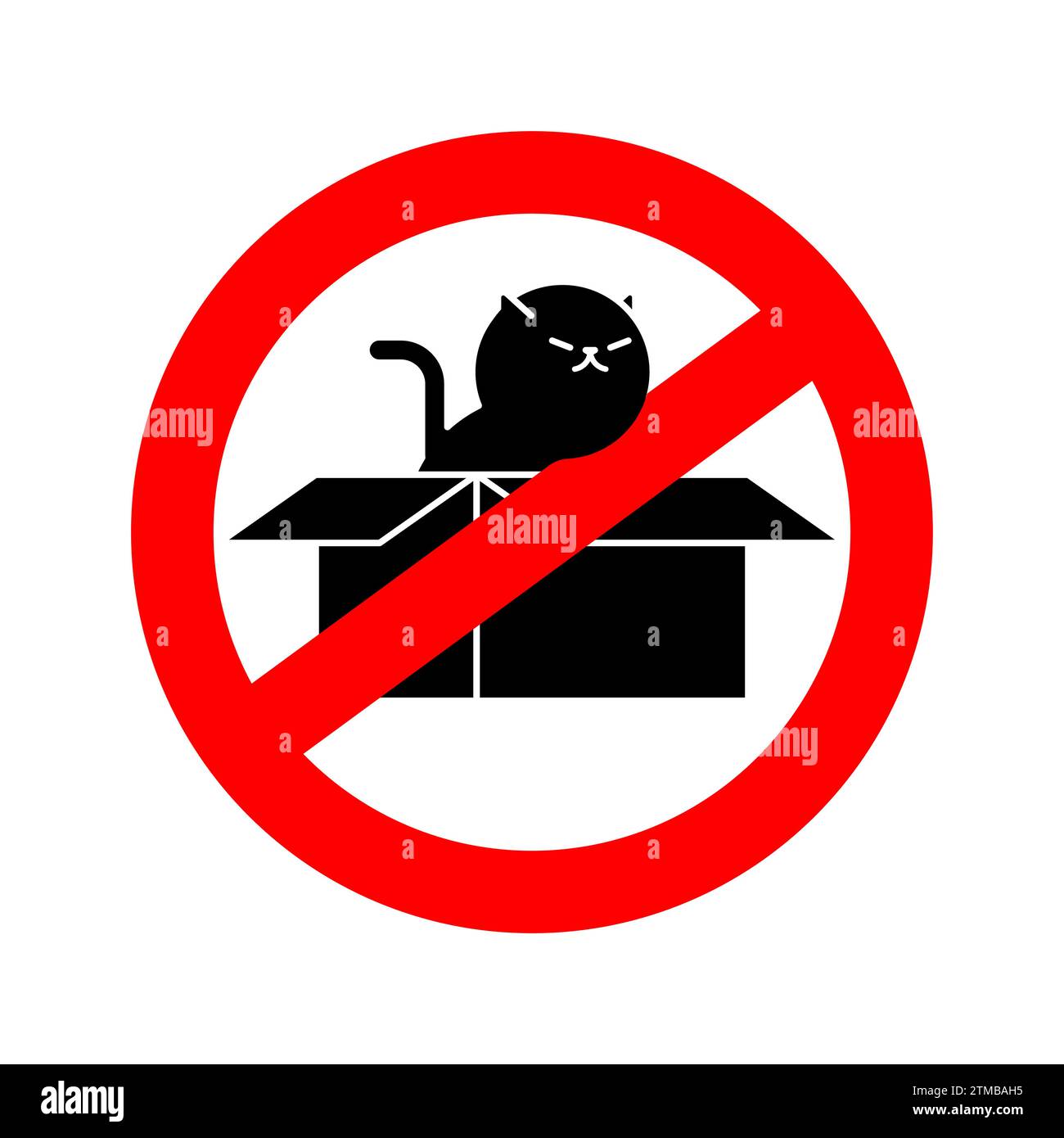 Stop Cat in box sign. ban Pet in cardboard box Caution! Dangerous House ...