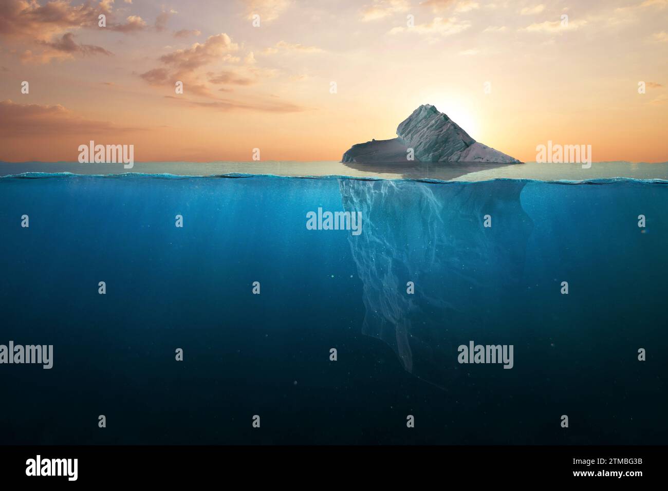 Ocean Warming, Concept. Iceberg In Clear Blue Water And Hidden Danger ...
