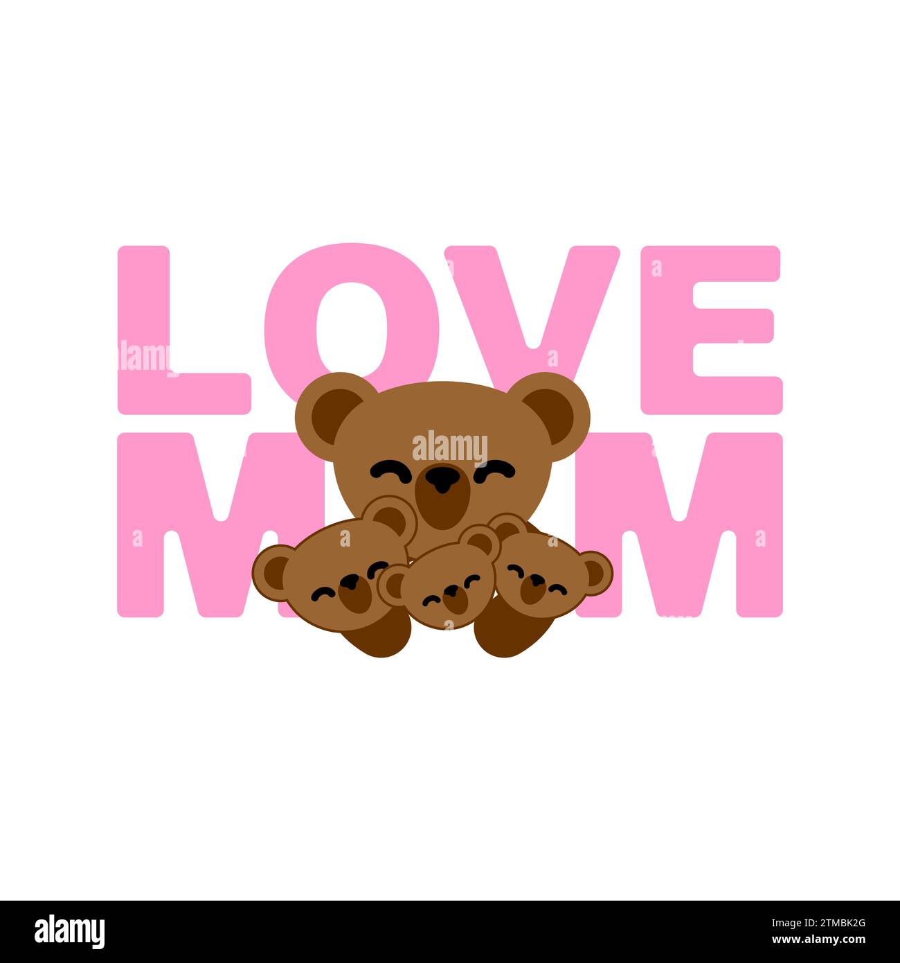 Mom love sign. Bear and cubs. Symbol of mother's love for children ...