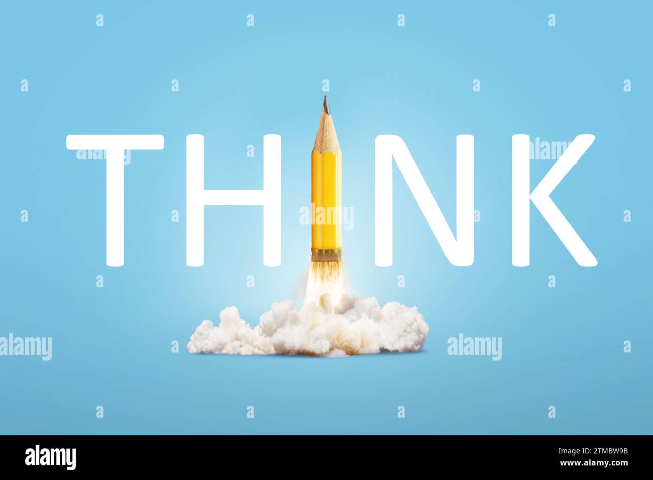 Think, Creative Idea. Text Think And Creative Pencil Take Off With ...