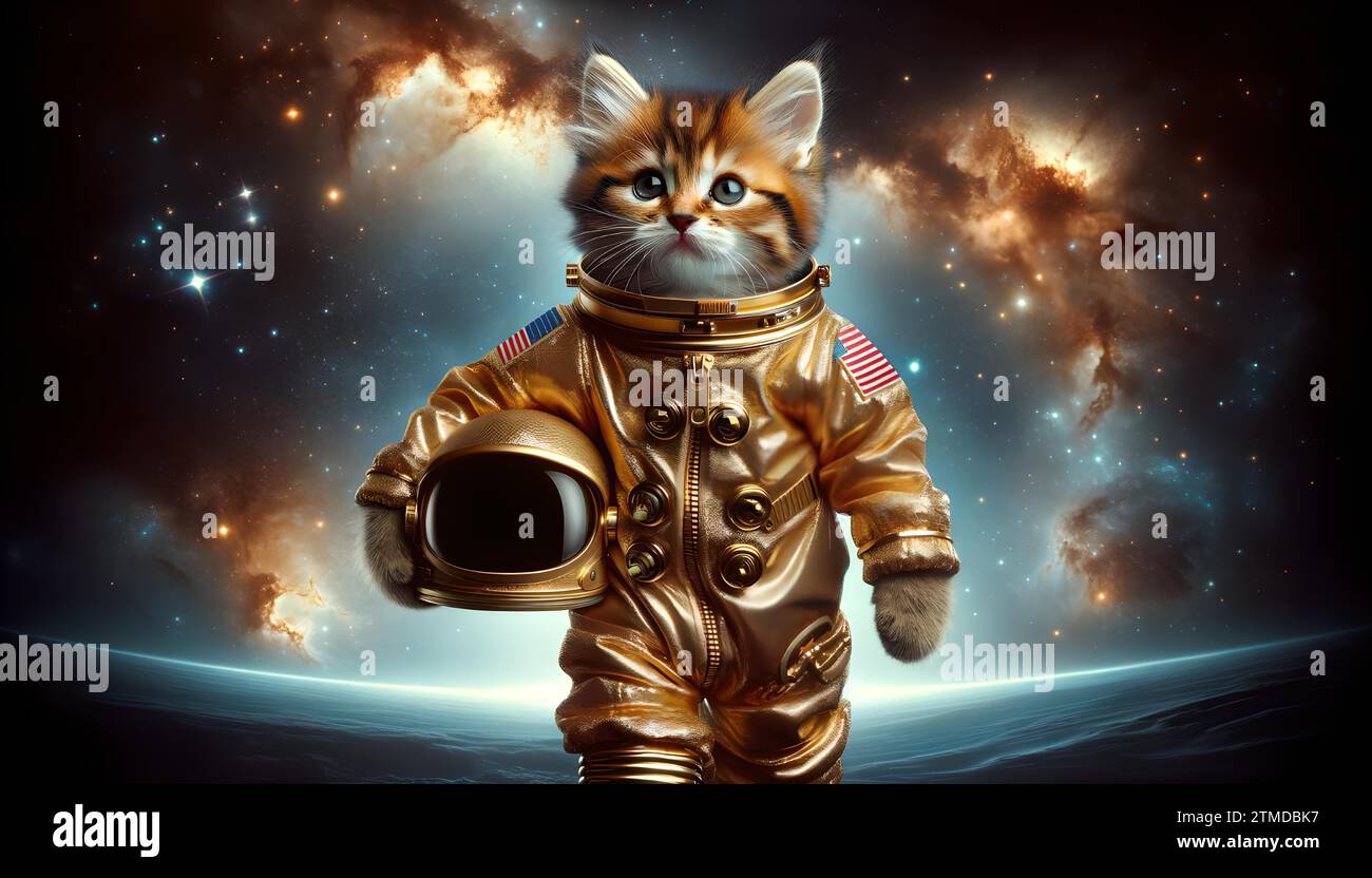 Cosmic kitten astronaut exploring the stars - dreaming big, defying ...