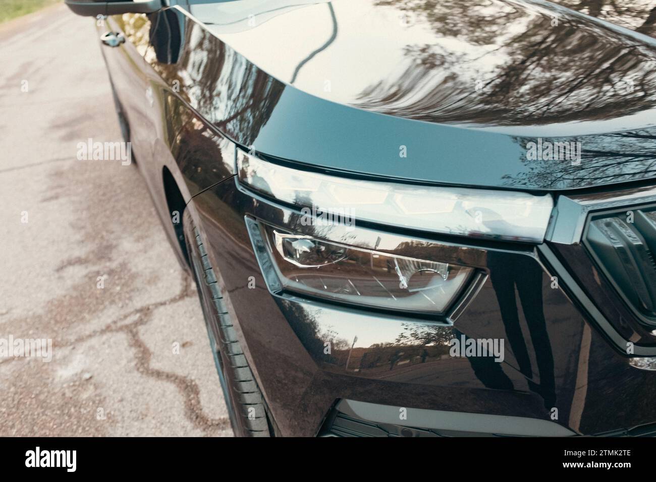Led front light panel in a modern design on a black car Stock Photo - Alamy