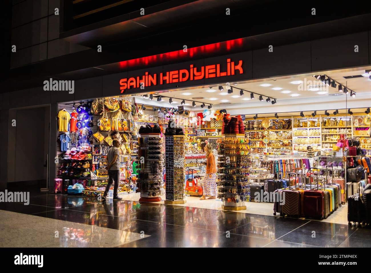 ISTANBUL, TURKEY - August 09, 2022: A view of duty free shops and ...