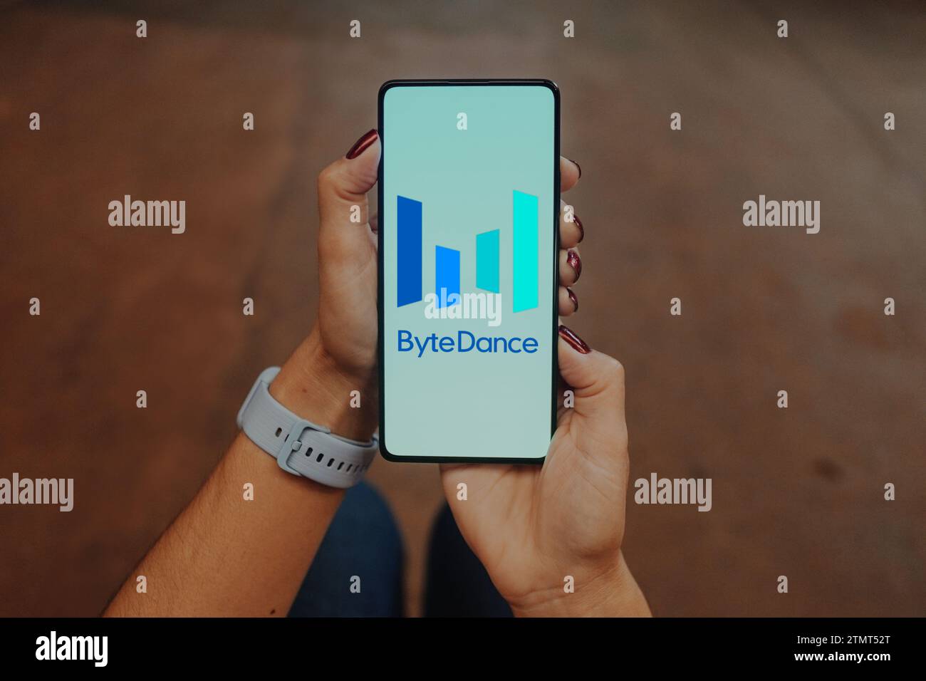 In this photo illustration, the ByteDance logo is displayed on a ...