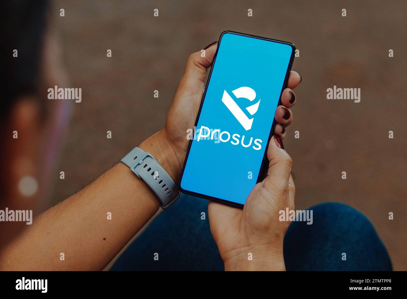 In this photo illustration, the Myriad International (Prosus) logo is ...