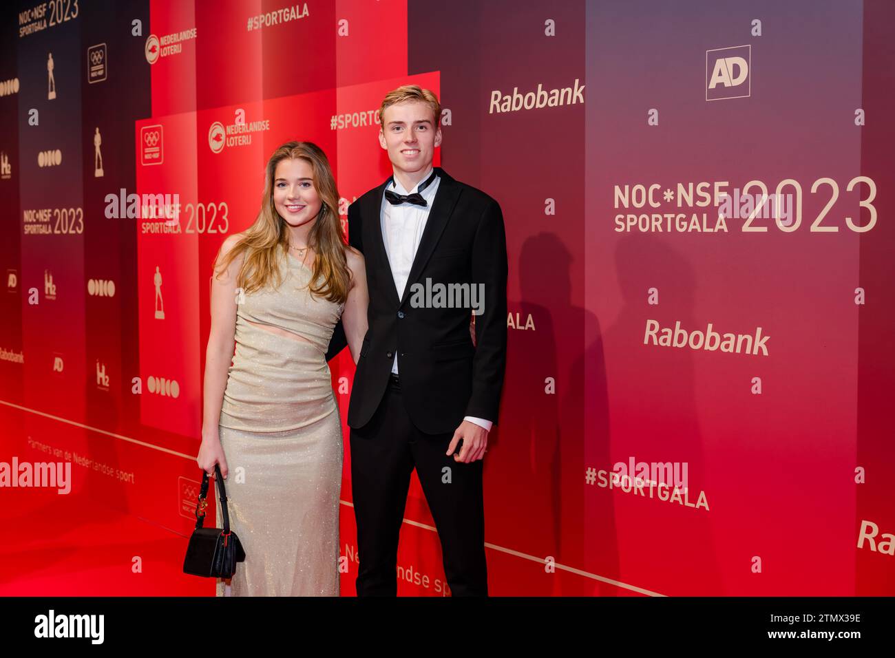 UTRECHT - Niels Laros and his partner Maaiken on the red carpet, before ...