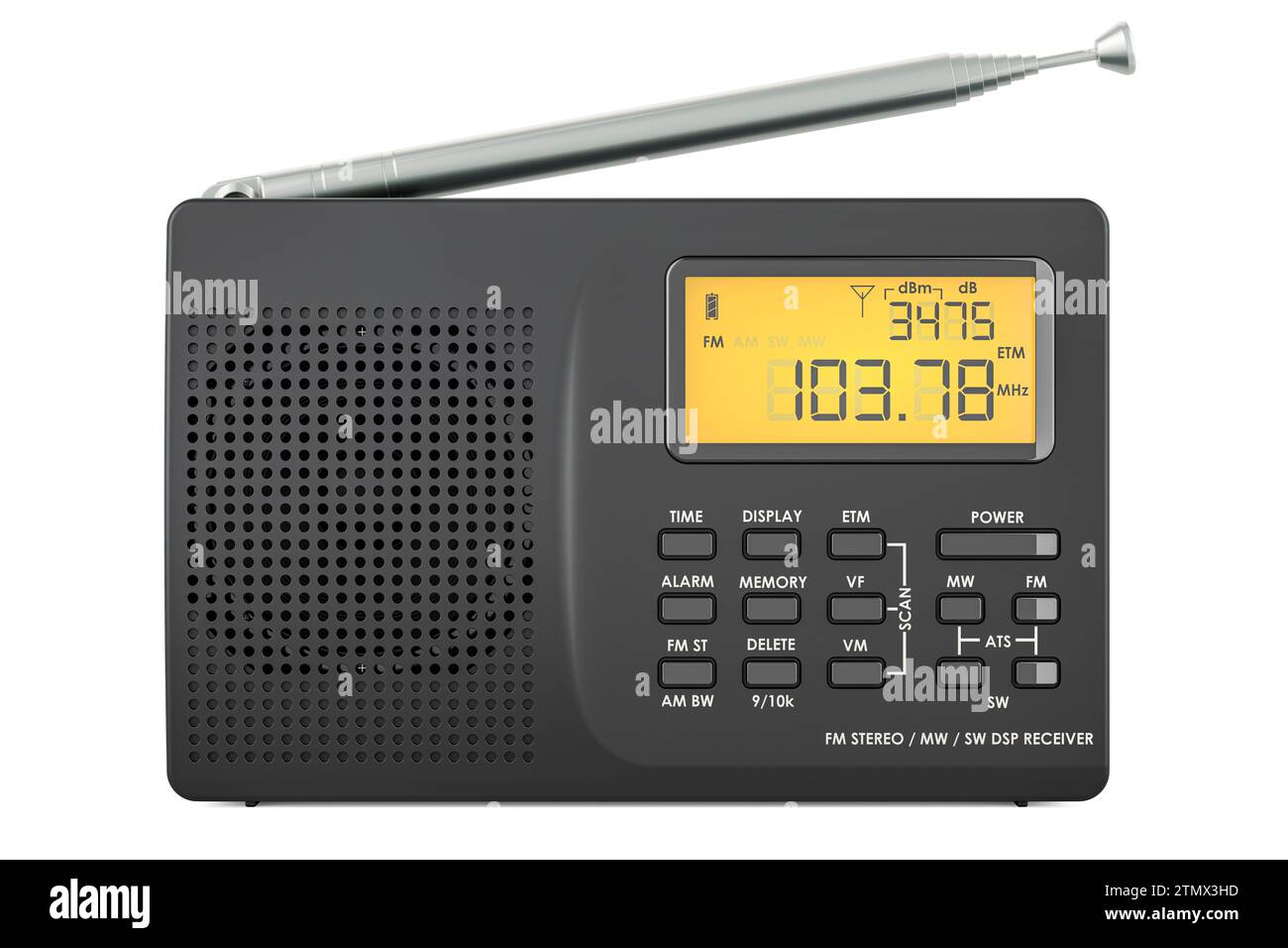 Digital Radio, front view. 3D rendering isolated on white background ...