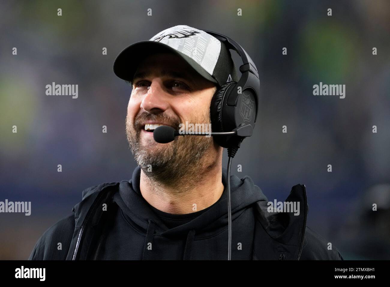 Philadelphia Eagles head coach Nick Sirianni smiles during the second ...