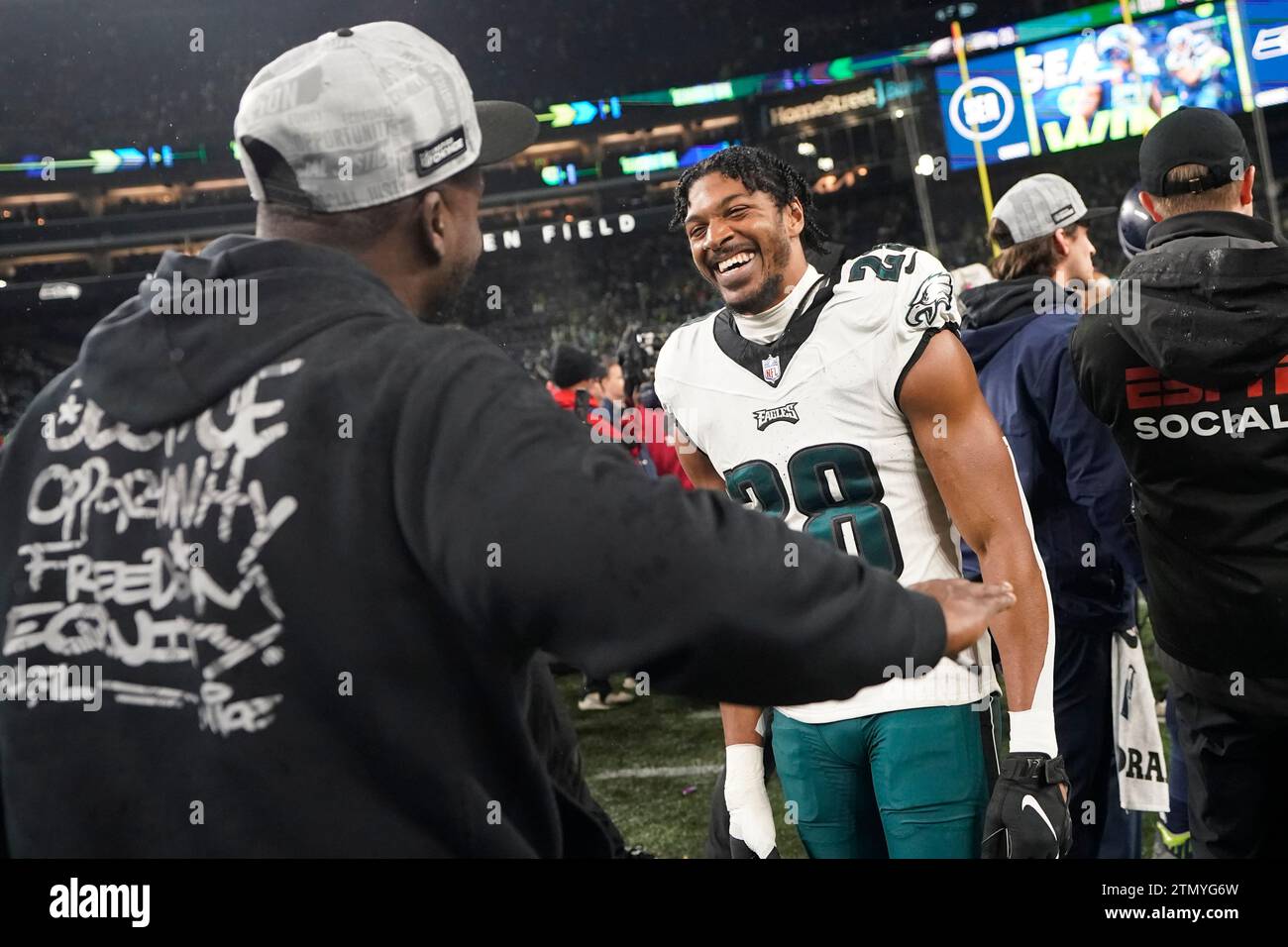 Philadelphia Eagles cornerback Josh Jobe (28) smiles after an NFL ...