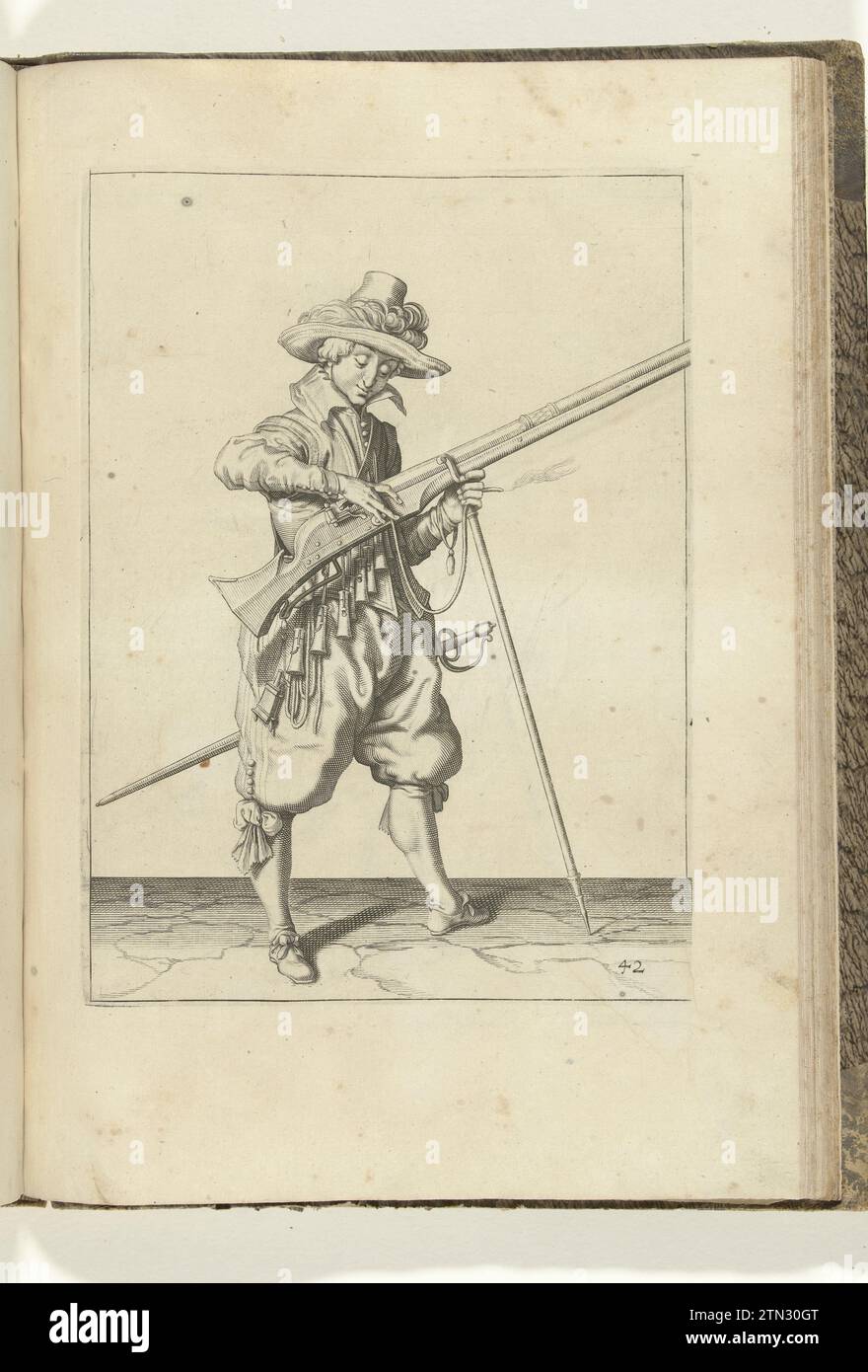 Soldier on Guard who gives the wick on the rooster of his musket the ...